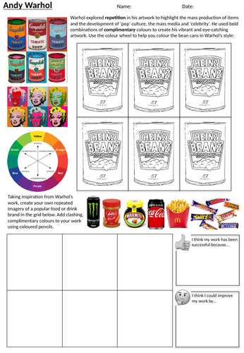 Pop Art Worksheet, Cover Lesson or Homework Activity Bundle | Teaching ...