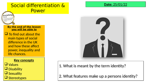WJEC GCSE Sociology - Social differentiation and power | Teaching Resources