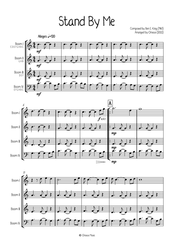 Ben E. King's 'Stand By Me' Arrangement (Boomwhackers/Handbells ...