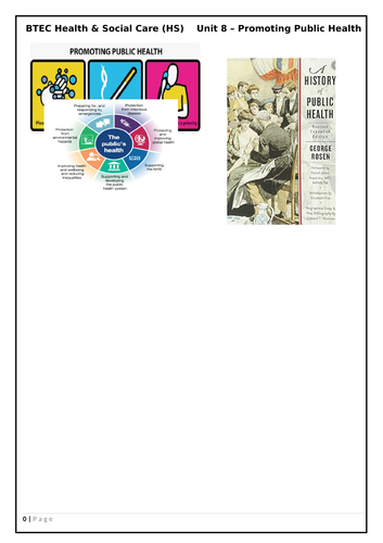 BTEC L3 Unit 8 Promoting Public Health Student Introductory Booklet ...