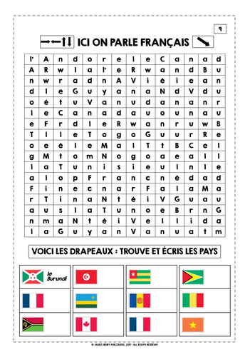 FRENCH-SPEAKING COUNTRIES WORD SEARCHES | Teaching Resources