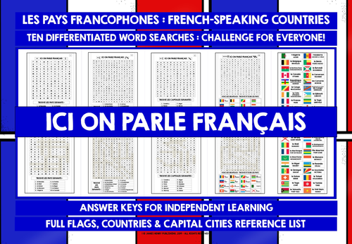 FRENCH-SPEAKING COUNTRIES WORD SEARCHES | Teaching Resources