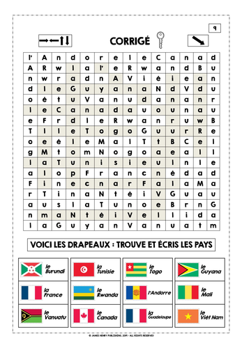FRENCH-SPEAKING COUNTRIES WORD SEARCHES | Teaching Resources