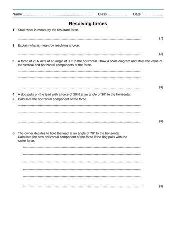 AQA new specification (2019) P5 Forces Resolution of forces (P8.6 ...