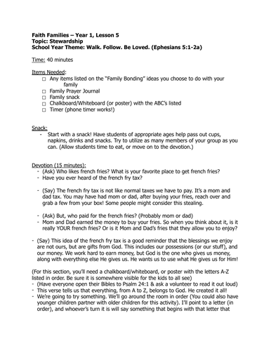 Devotion Bundle (Faith Families Year 1) | Teaching Resources