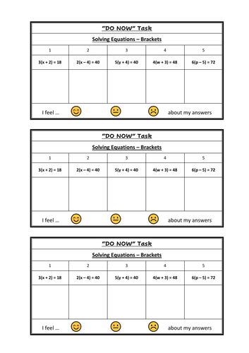Solving Equations - brackets - do NOW task | Teaching Resources Solving Equations - brackets - do NOW task | Teaching Resources