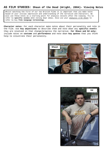 Shaun of the Dead Film Studies Bundle 6 lessons for Eduqas | Teaching ...