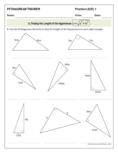 Pythagorean Theorem - 48 Problems CLASSIFIED into 4 categories ...