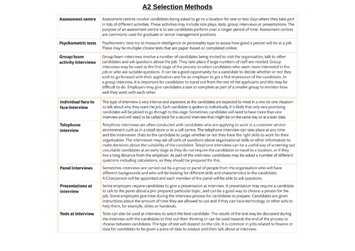BTEC Level 3 Business Unit 8 Recruitment and Selection Process ...