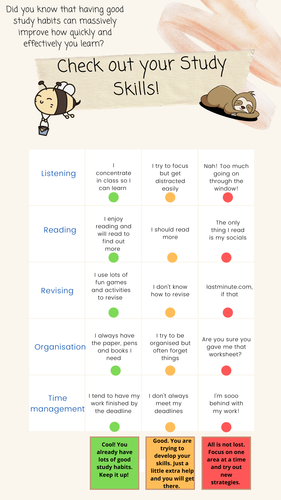 Study Skills Quick Quiz | Teaching Resources