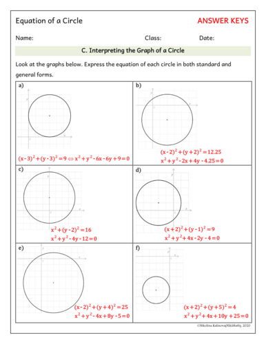 Equations of Circles - 4 Pages/Parts - 30 CLASSIFIED Problems ...