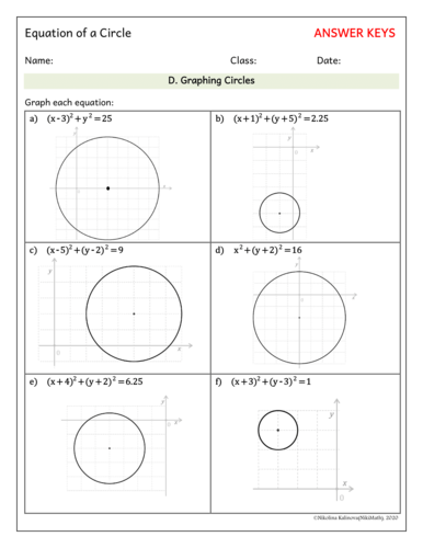 Equations of Circles - 4 Pages/Parts - 30 CLASSIFIED Problems ...