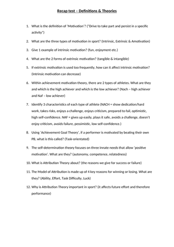 BTEC Level 3 Sport & Exercise Science: Unit 3 – Applied Sport and ...