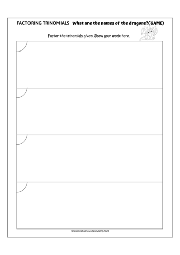 Factoring Trinomials - "What's the name of the dragon?" (Multiple ...
