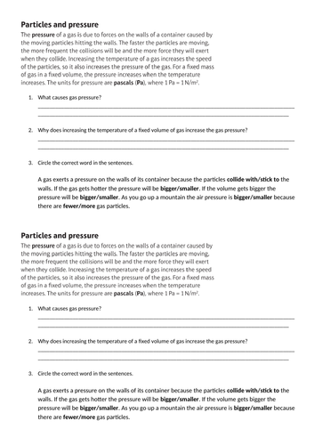 Pressure in Gases KS3 Activate Science | Teaching Resources