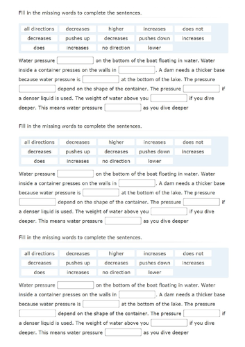 Pressure in Liquids KS3 Activate Science | Teaching Resources