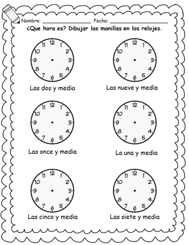 Aprender a decir las horas: En punto y media hora , digital y analógico ...