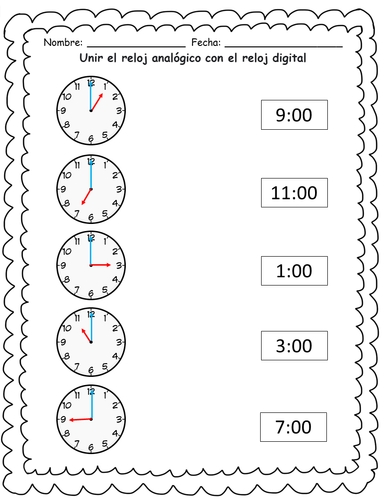 Aprender a decir las horas: En punto y media hora , digital y analógico ...