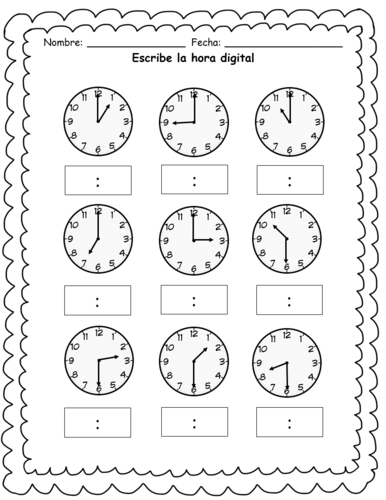 Aprender a decir las horas: En punto y media hora , digital y analógico ...