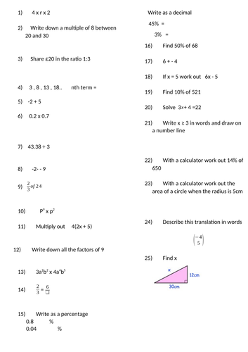 Aiming for a Grade 1 GCSE Maths- revision/recall mix questions ...