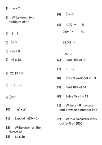 Aiming for a Grade 1 GCSE Maths- revision/recall mix questions ...