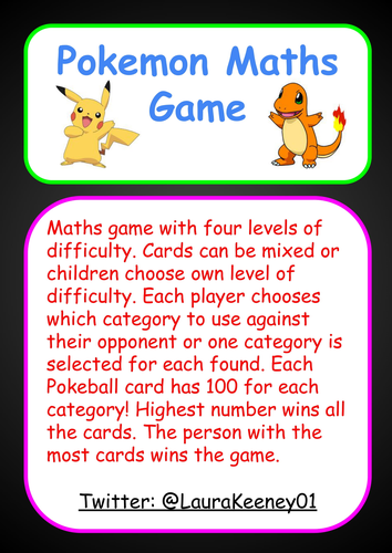 Pokemon Maths Game | Teaching Resources