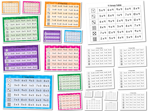 Roll the dice times tables game boards | Teaching Resources
