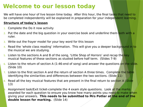 AQA GCSE Music Little Shop of Horrors Resource Pack | Teaching Resources