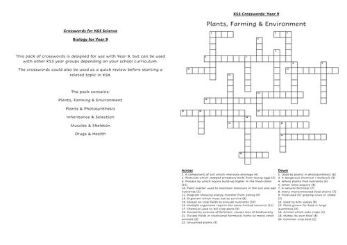 Crosswords for KS3 Year 9 Biology | Teaching Resources