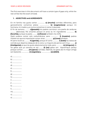 IGCSE EDEXCEL grammar gap fill practice | Teaching Resources