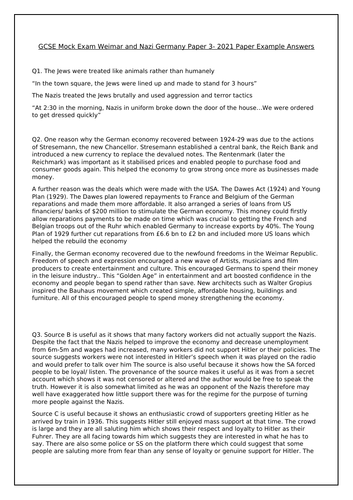 Edexel Weimar and Nazi Germany Exam Skills | Teaching Resources