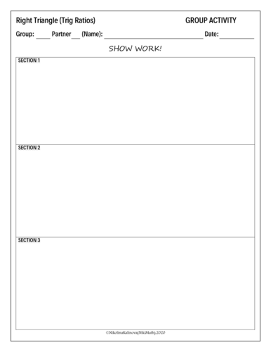 Right Triangles (Trig Ratios)-Group Activity/Practice Forms A,B,C&D ...