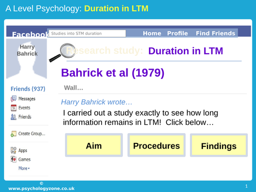 AQA Psychology: Memory: Duration in LTM | Teaching Resources AQA Psychology: Memory: Duration in LTM | Teaching Resources