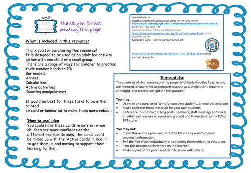 Number Bond to 10 Flash Cards | Teaching Resources