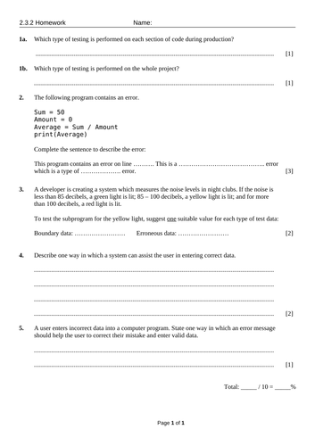J277 OCR 2.3 Producing Robust Programs | Teaching Resources