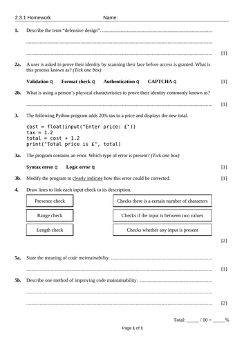 J277 OCR 2.3 Producing Robust Programs | Teaching Resources