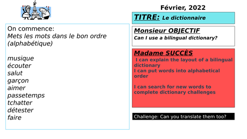 French Bilingual Dictionary skills | Teaching Resources