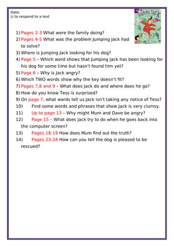 Purple Band Guided Reading Questions | Teaching Resources