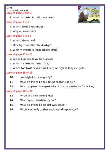 Purple Band Guided Reading Questions | Teaching Resources