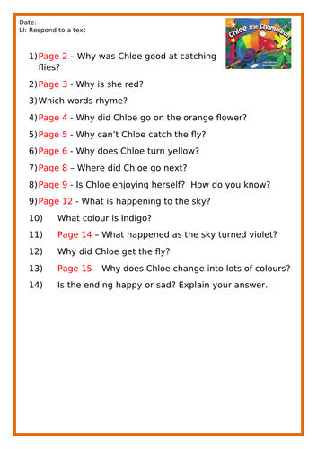 Orange Band Guided Reading Questions | Teaching Resources