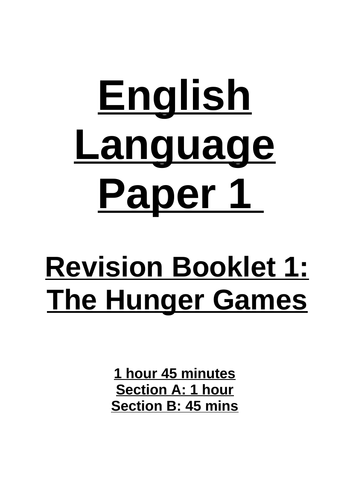 English Language Paper 1 Revision Booklet #1 | Teaching Resources