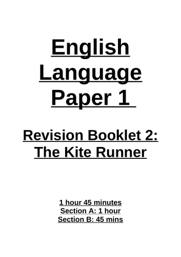 English Language Paper 1 Revision Booklet #2 | Teaching Resources