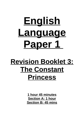 English Language Paper 1 Revision Booklet #3 | Teaching Resources