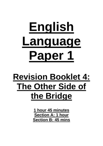English Language Paper 1 Revision Booklet #4 | Teaching Resources