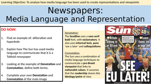 Newspapers Media Language and Representations EDUQAS GCSE | Teaching ...