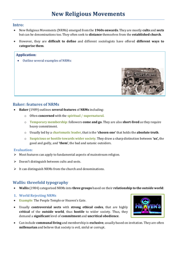 New Religious Movements for Beliefs in Society | Teaching Resources
