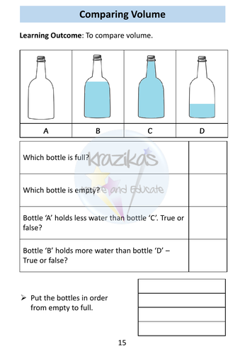 Volume and Capacity Workbook - Functional Skills Maths - Entry Level 1 ...