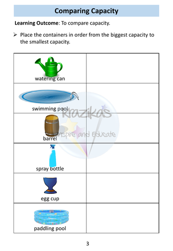 Volume and Capacity Workbook - Functional Skills Maths - Entry Level 1 ...