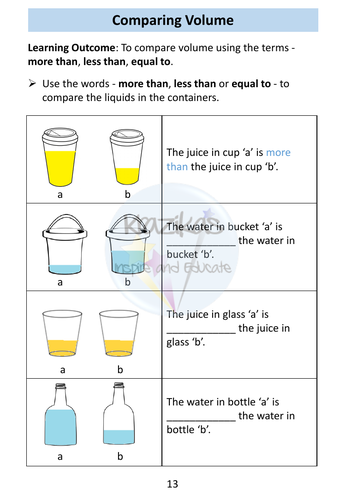 Volume and Capacity Workbook - Functional Skills Maths - Entry Level 1 ...