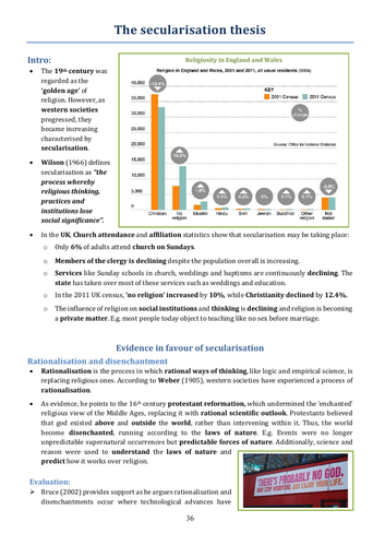 Secularisation thesis in Beliefs in Society | Teaching Resources